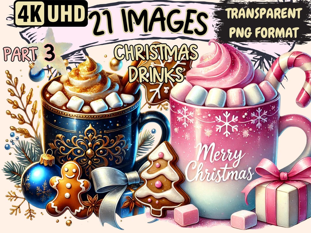 Christmas Drinks (P3) Clipart - 21 PNG Festive Beverage Illustrations ...