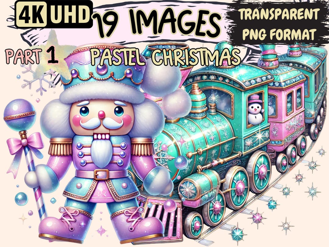 Pastel Christmas Clipart - 19 PNG Soft Holiday Graphics, Cute Festive ...