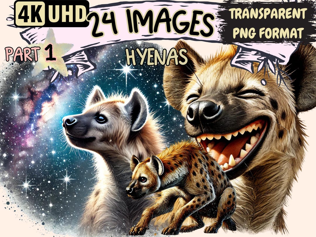 Hyenas Clipart - 24 PNG Wild Animal Illustrations, Safari Animals Hyena ...