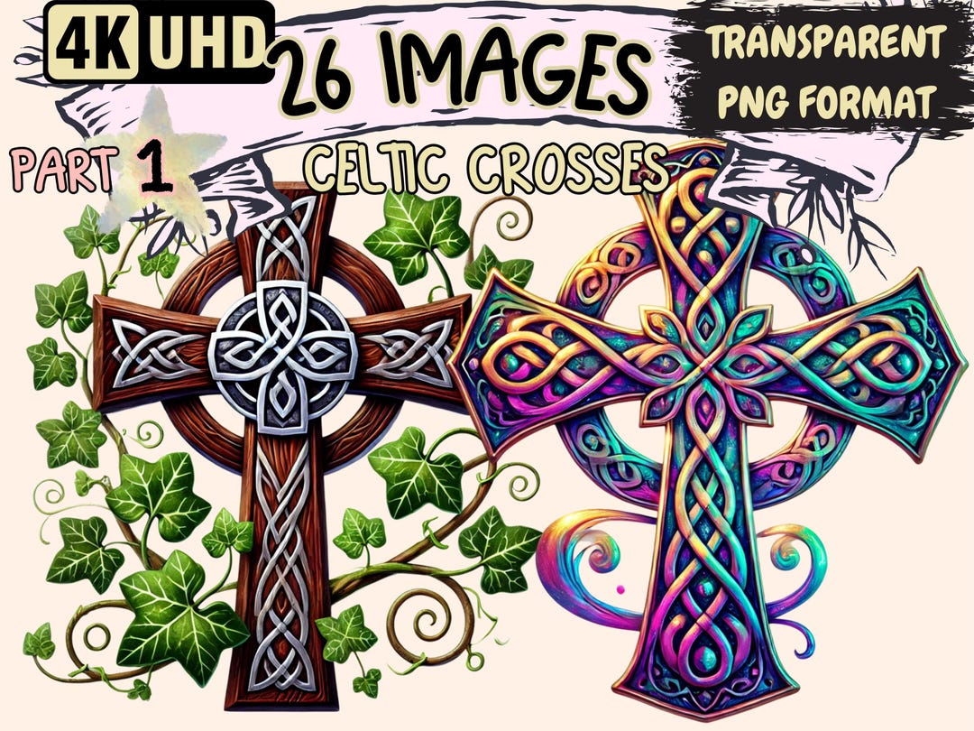 Celtic Crosses Clipart - 26 PNG Intricate Cross Illustrations ...
