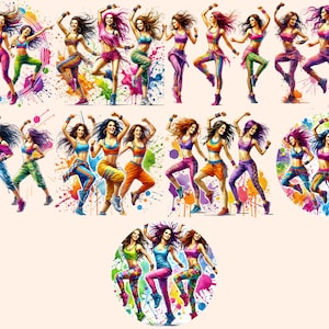 Zumba Girls Clipart – 21 PNG Fitness Illustrations (digital Download ...