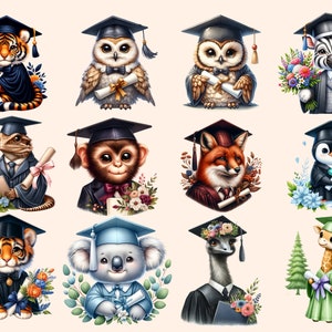 Graduation Animals Clipart - 32 PNG Celebratory Animal Graphics, Fun ...