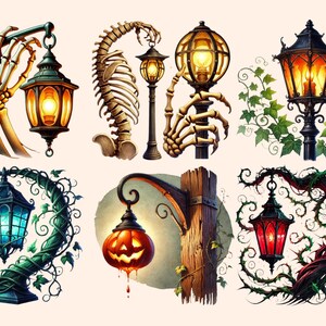 Halloween Streetlights Clipart - 26 PNG Spooky Lamp Post Illustrations ...