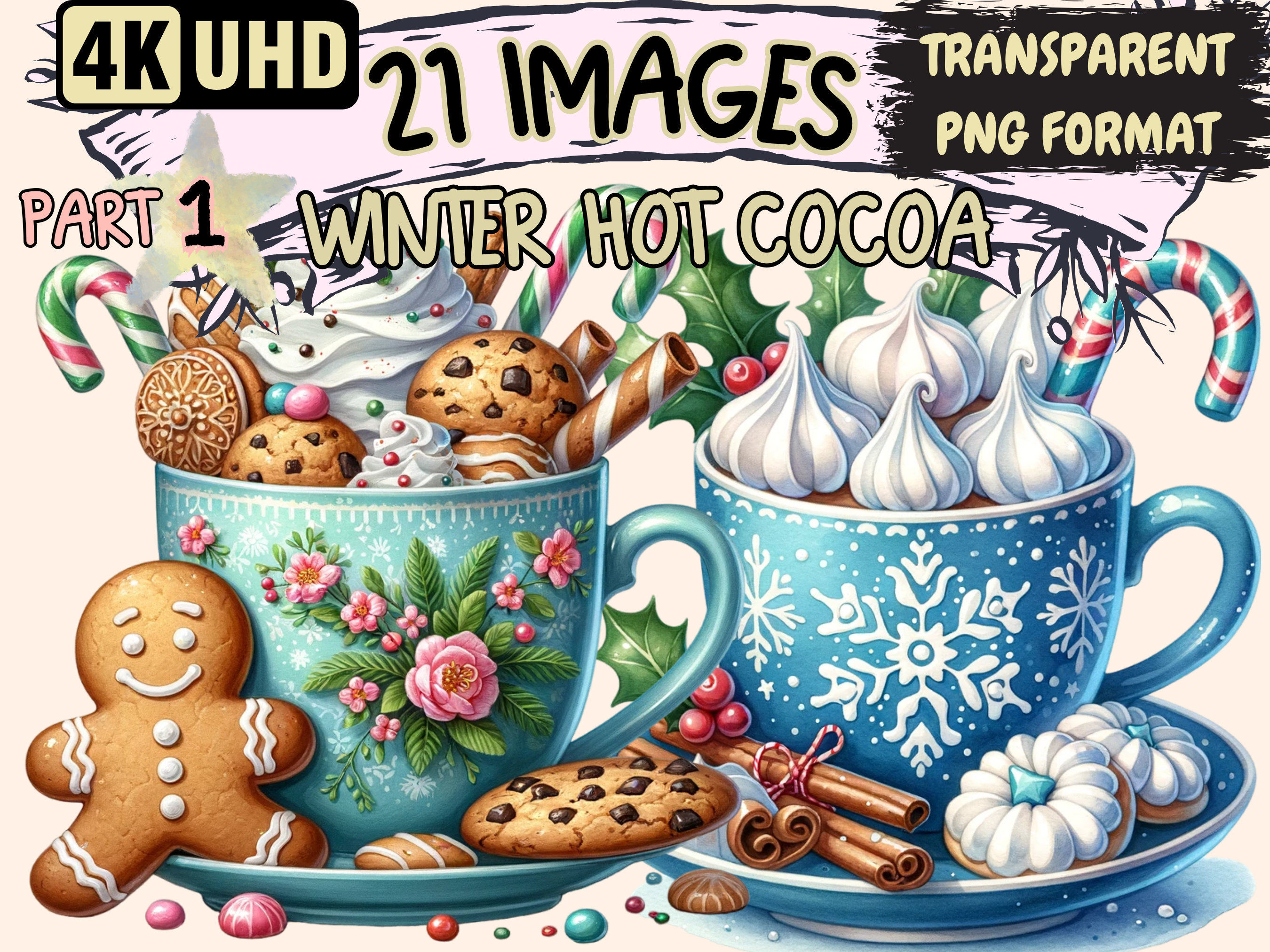 Winter Hot Cocoa Clipart 21 PNG Cozy Hot Chocolate Graphics, Festive ...