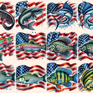 Patriotic Fish (P2) Clipart - 23 PNG American Flag Illustrations ...