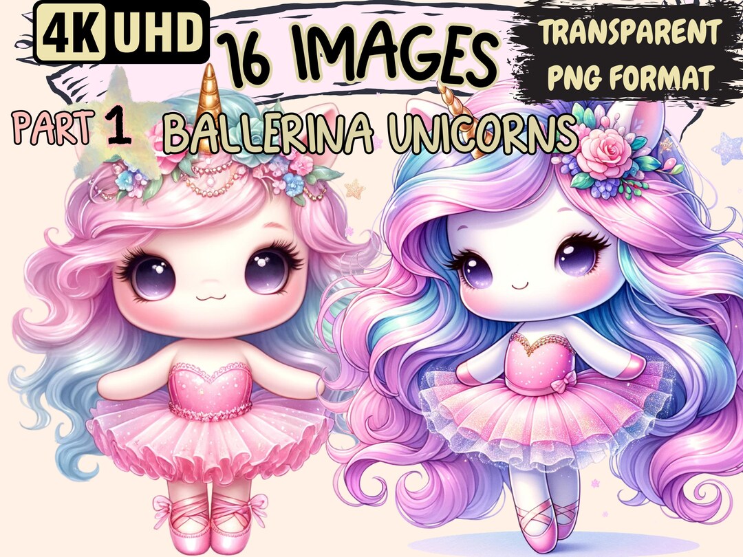 Ballerina Unicorns Clipart - 16 PNG Graceful Unicorn Graphics, Ballet ...