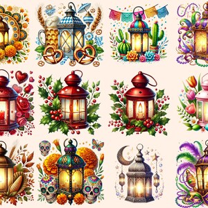 Holiday Lanterns Clipart - 33 PNG Festive Lantern Illustrations ...