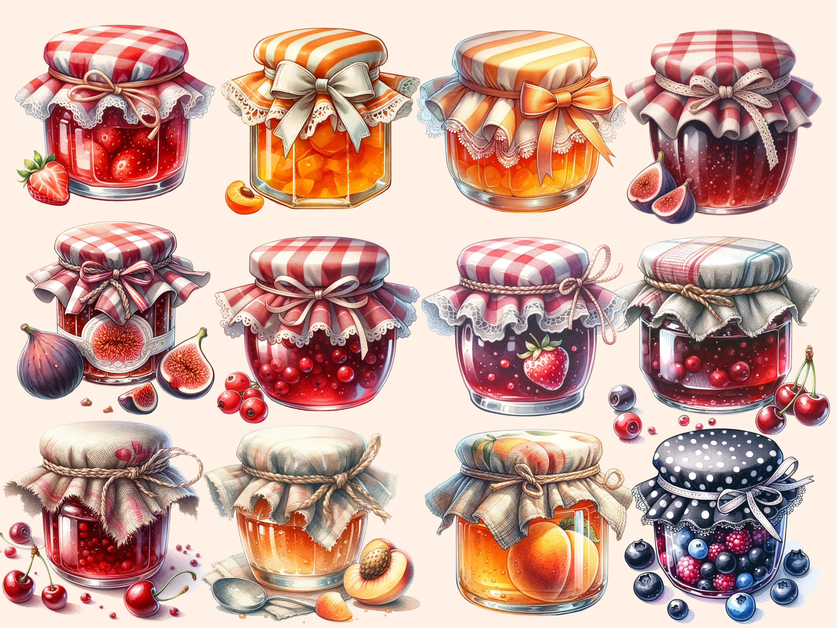 Jam Jars Clipart – Sweet Preserves PNG Graphics (digital Download) - Etsy