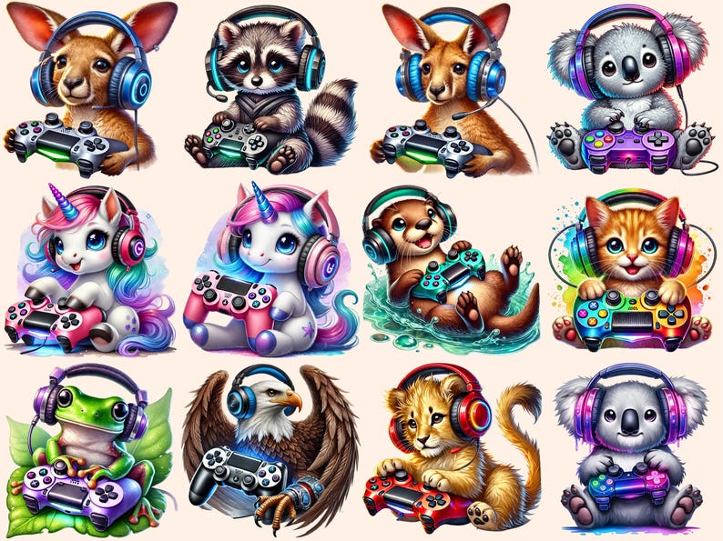 Gamer Animals Clipart – 32 PNG Illustrations, Commercial Use (digital ...