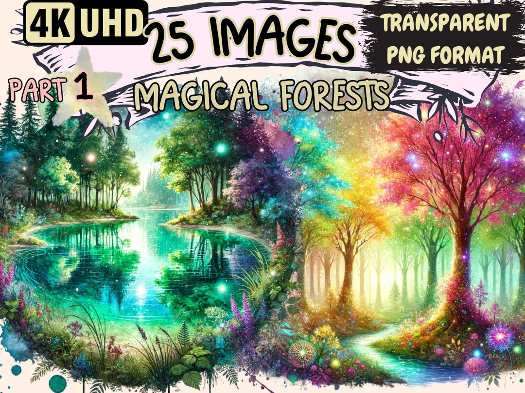 Magical Forest Clipart – 25 Enchanting PNG Graphics (digital Download ...