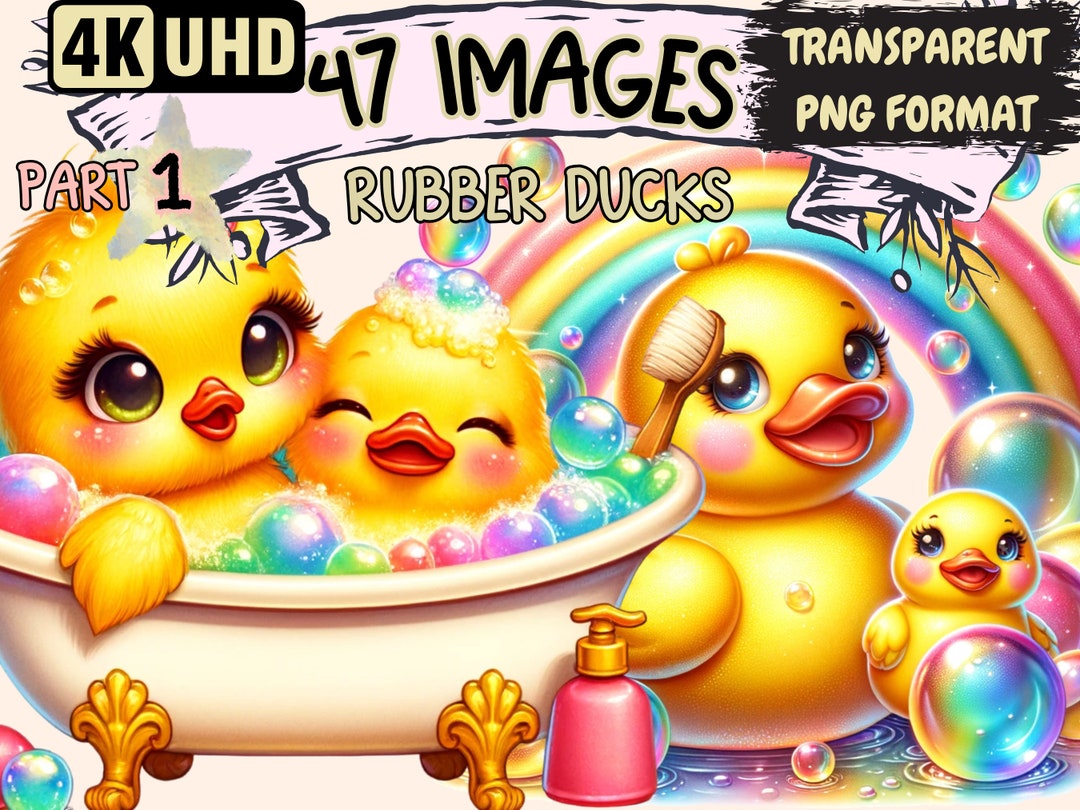 Rubber Ducks Clipart - 47 PNG Cute Colorful Duck Graphics, Fun Bath ...