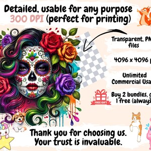 La Catrina Clipart - 32 PNG Day of the Dead Graphics, Sugar Skull ...