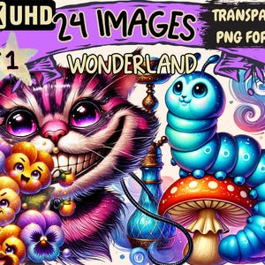 Wonderland Clipart 24 PNG Whimsical Fantasy Illustrations, Magical ...