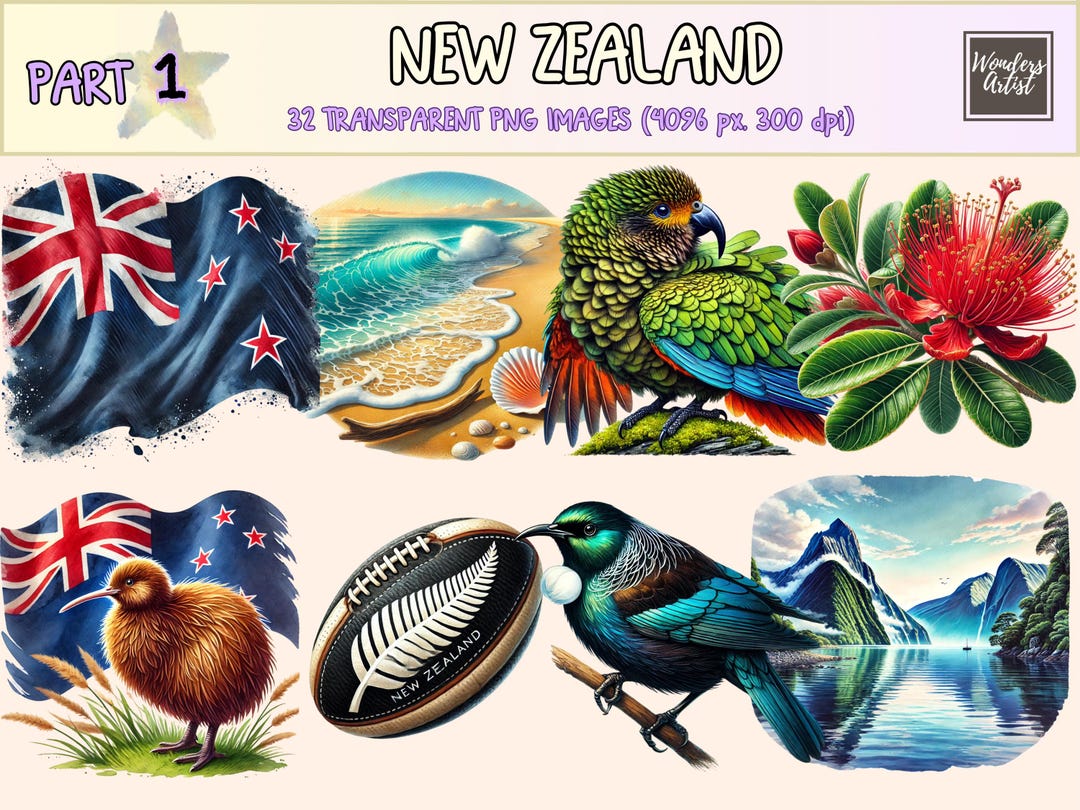 New Zealand (P1) Clipart - 32 PNG Scenic Travel Landscape Graphics ...
