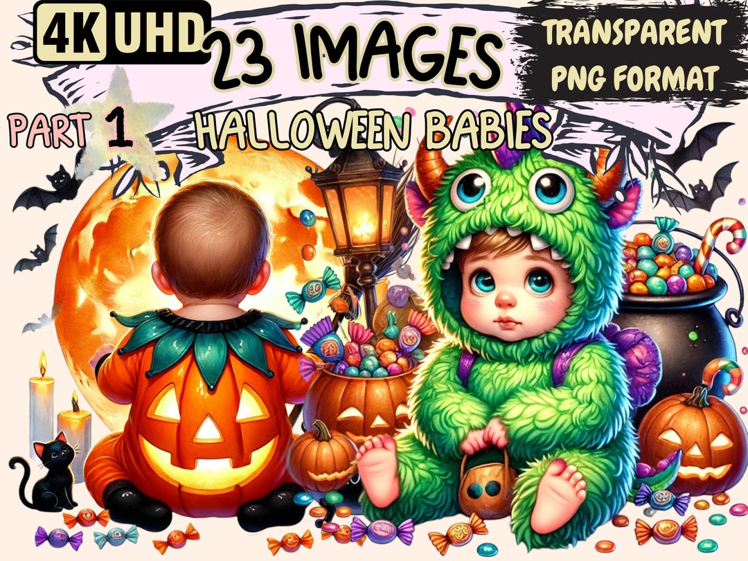 Halloween Babies (P1) Clipart - 23 PNG Adorable Spooky Baby ...