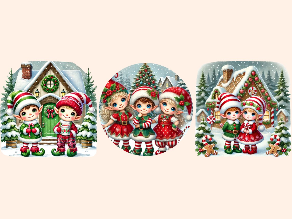 Christmas Elves Clipart – 27 Festive PNG Graphics (digital Download) - Etsy