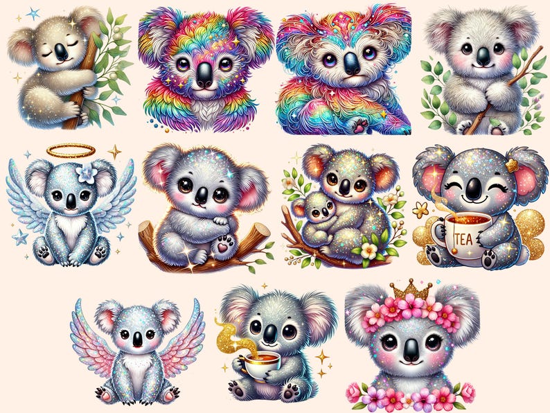 Koalas Clipart - 23 PNG Cute Koala Illustrations, Adorable Wildlife Art ...