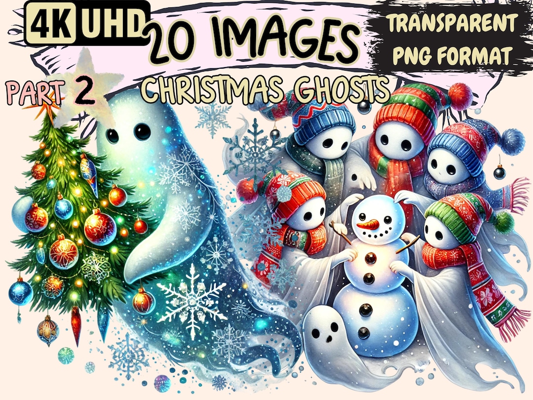 Christmas Ghosts Clipart – 20 Festive Holiday PNG Illustrations ...