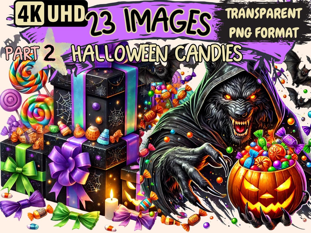 Halloween Candies (P2) Clipart - 23 PNG Spooky Sweet Treat ...