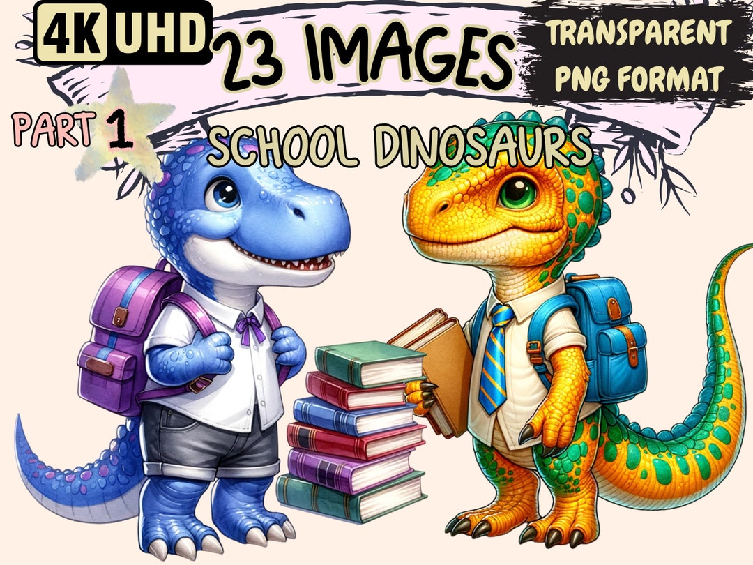 School Dinosaurs Clipart – 23 PNG Graphics, Educational Printables ...