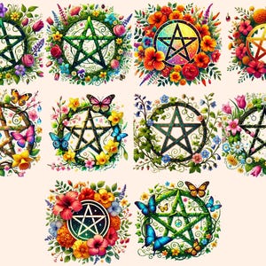 Floral Spring Pentacles Clipart - 22 PNG Illustrations (digital ...
