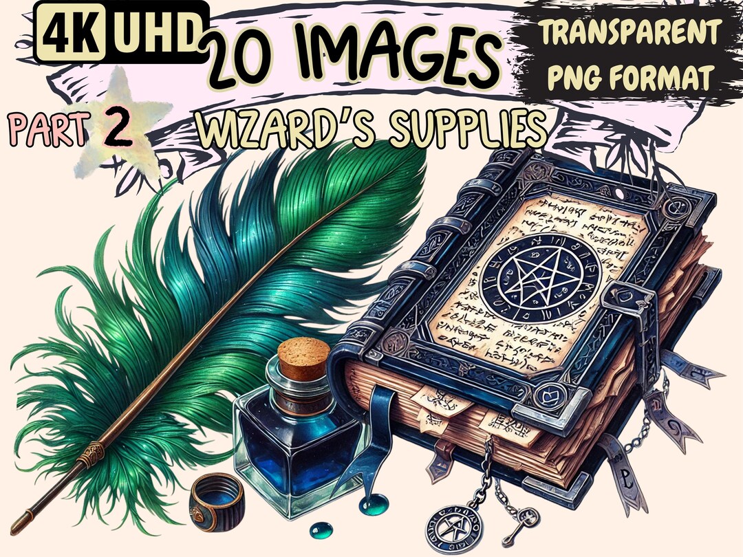 Wizard Supplies (P2) Clipart - 20 PNG Magical Tool Illustrations ...