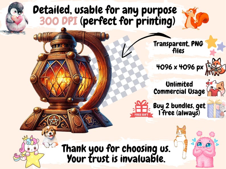 Wizard Lanterns Clipart – 25 PNG Magical Illustrations (digital ...