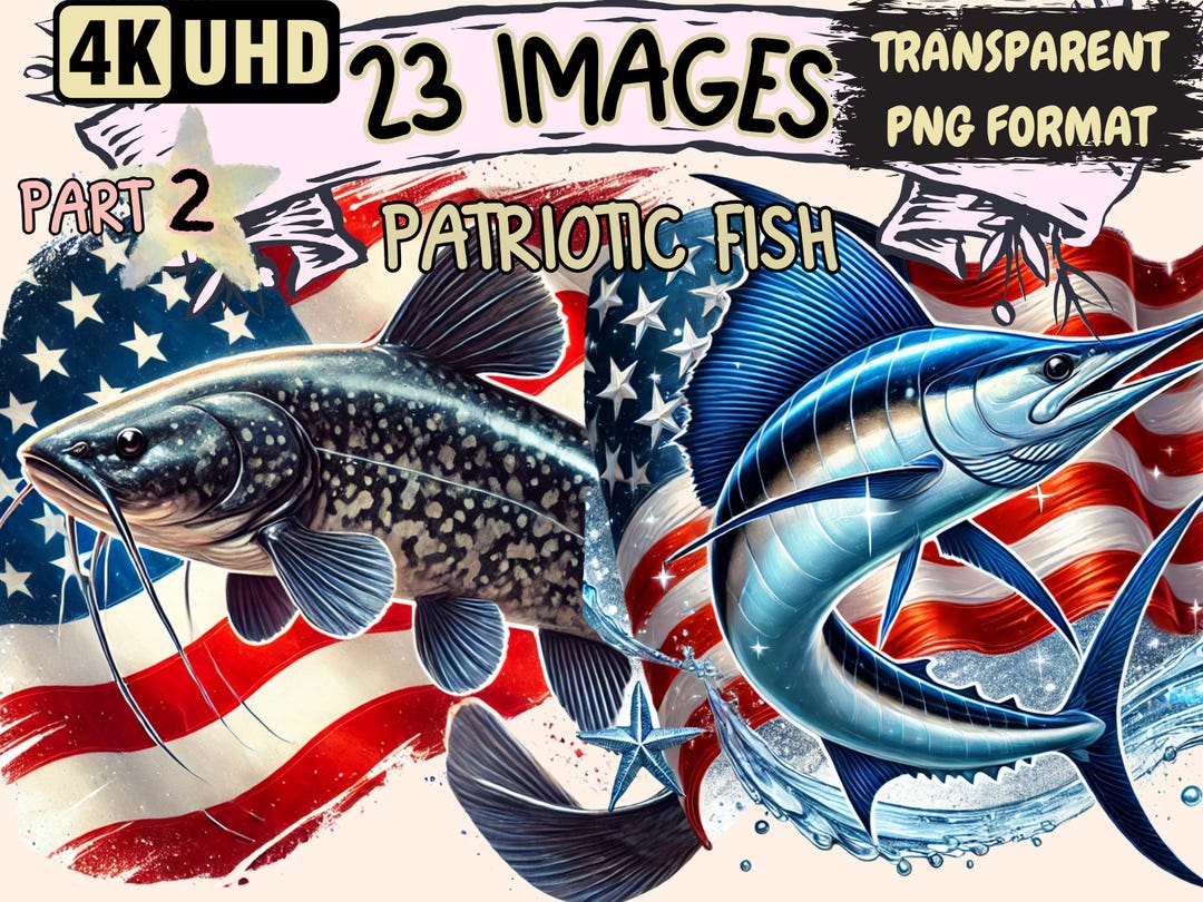 Patriotic Fish (P2) Clipart - 23 PNG American Flag Illustrations ...