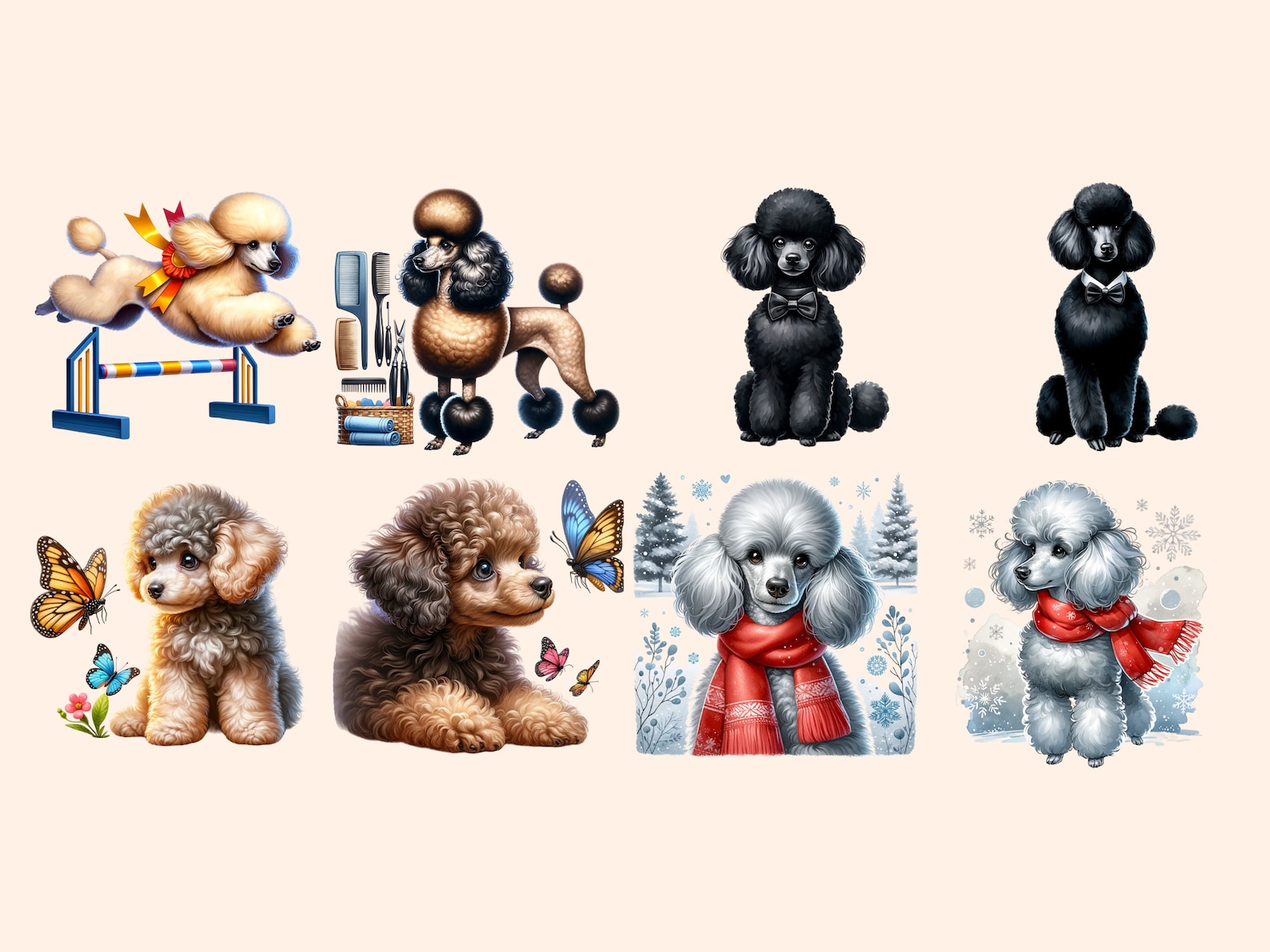 Poodles Clipart - 20 PNG Cute Poodle Graphics, Stylish Dog Printables ...