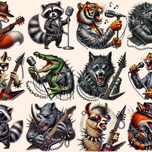 Rockstar Animals Clipart - 31 PNG Music Animal Graphics, Fun Heavy ...
