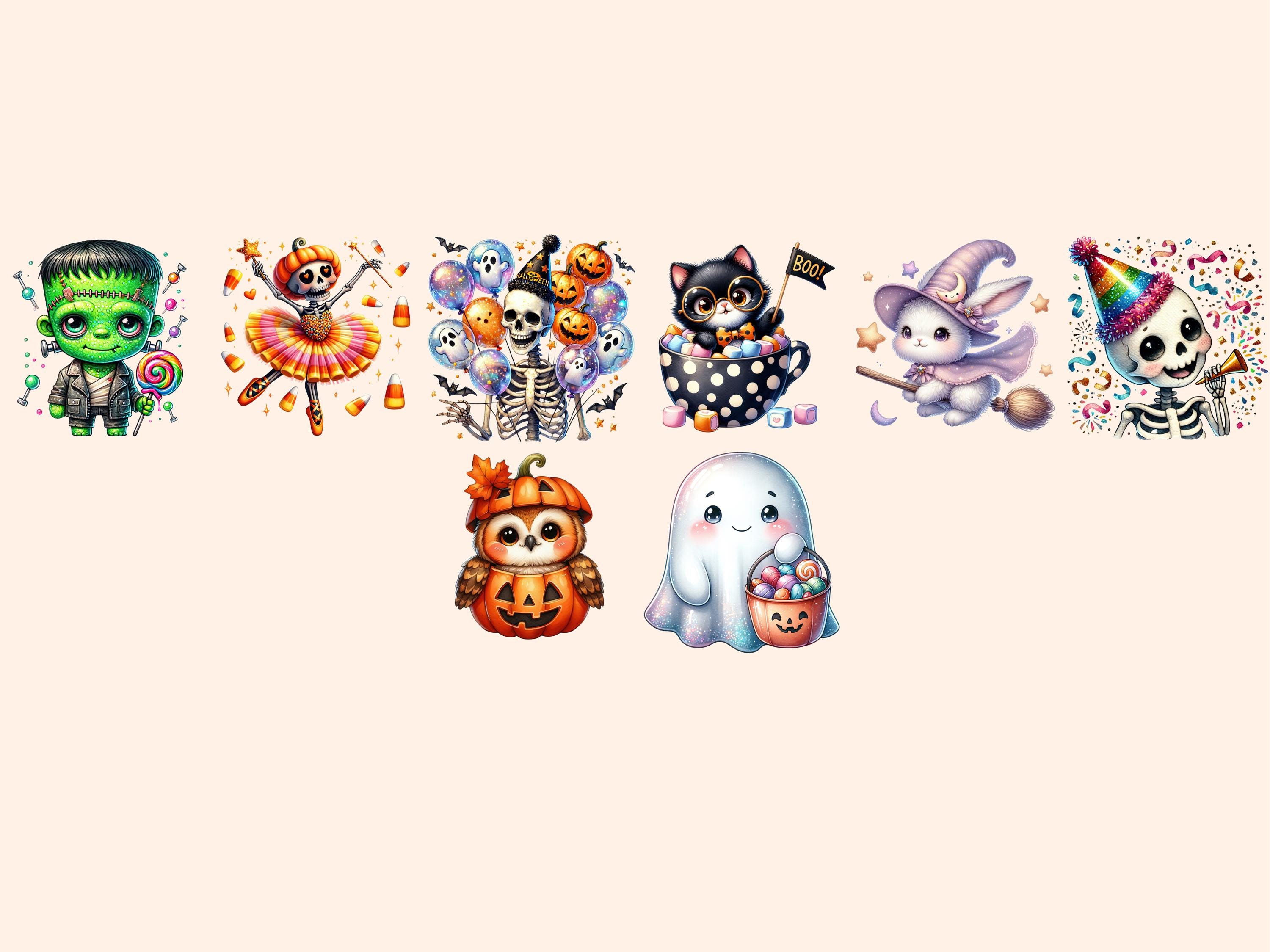 Cute Halloween (P4) Clipart - 56 PNG Adorable Spooky Illustrations ...