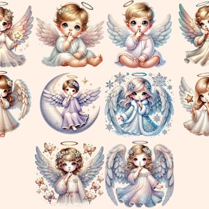 Shushing Angels Clipart - 22 PNG Quiet Little Angel Illustrations ...