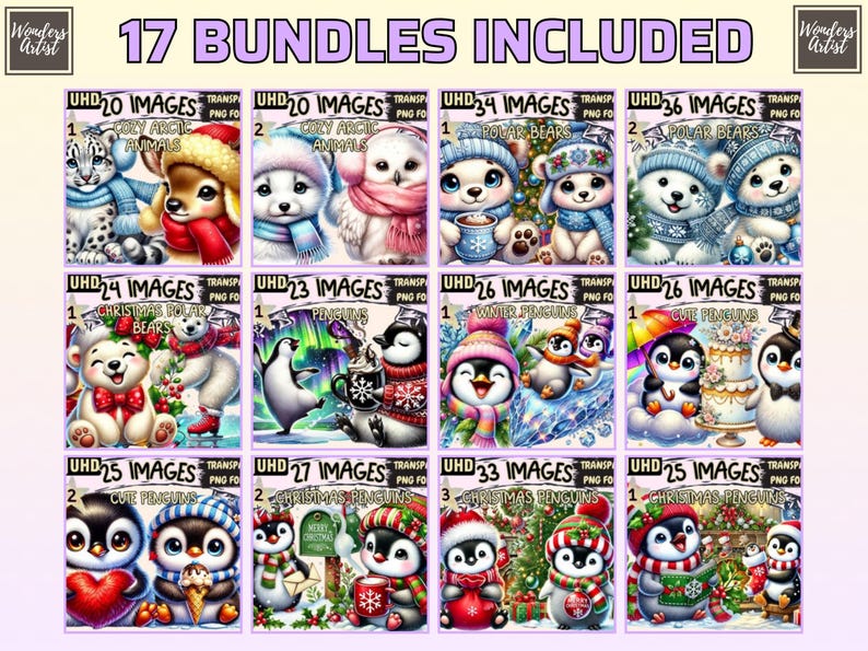 Arctic Animals Clipart Super Bundle – Winter Wildlife Graphics (digital ...