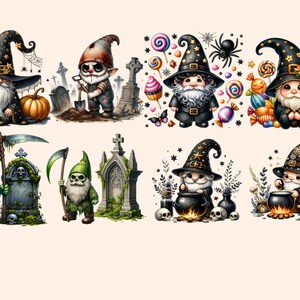 Halloween Gnomes (P2) Clipart - 20 PNG Spooky Gnome Graphics, Festive ...
