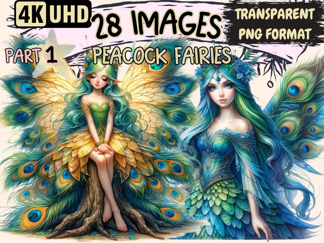 Peacock Fairies Clipart – 28 PNG Graphics, Commercial Use (digital ...