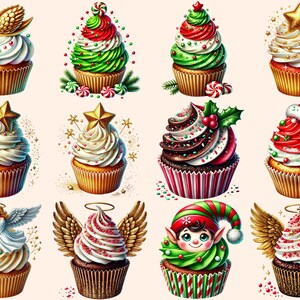 Christmas Cupcakes Clipart - 25 PNG Festive Cupcake Graphics, Holiday ...