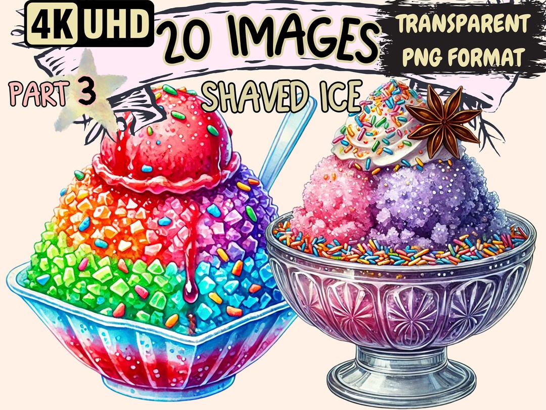 Shaved Ice Clipart – 20 PNG Summer Treat Illustrations (digital ...