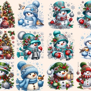 Christmas Snowman Clipart 22 PNG Festive Snowmen Graphics, Holiday ...