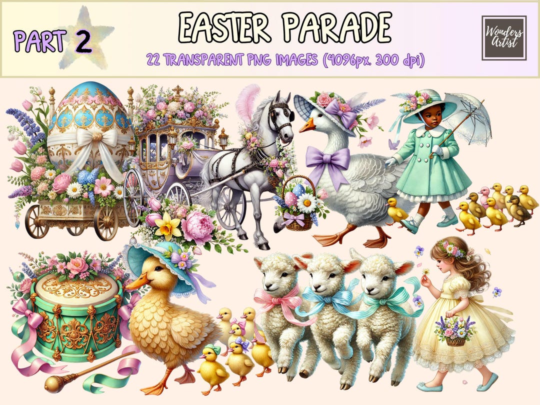Easter Parade (P2) Clipart - 22 PNG Spring Graphics, Celebration ...