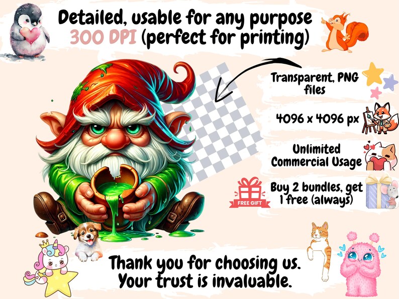 Grumpy Gnomes Clipart – 20 PNG Illustrations, Commercial Use (digital ...