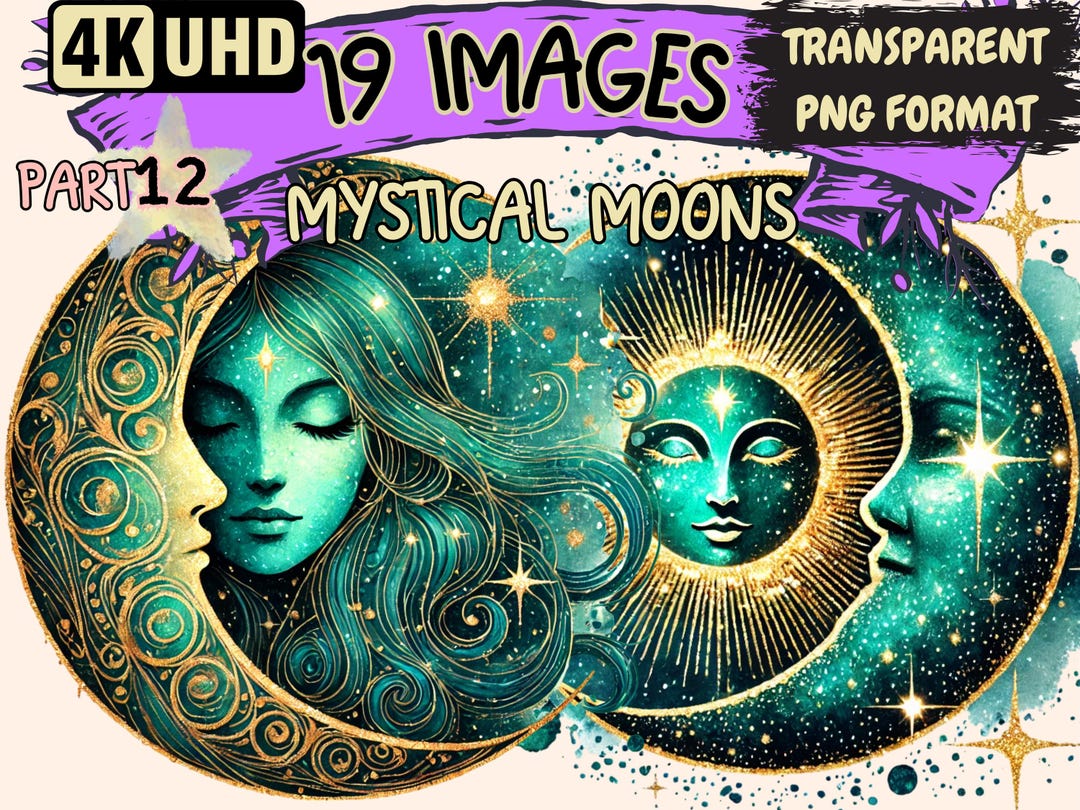 Mystical Moons (P12) Clipart - 20 PNG Enigmatic Moon Graphics ...