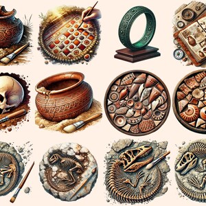 Archaeology Clipart – 33 PNG Ancient Artifact Illustrations (digital ...