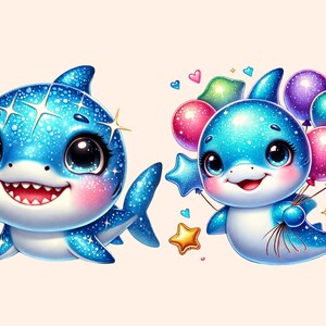 Baby Sharks Clipart - 26 PNG Cute Shark Illustrations, Adorable Ocean ...