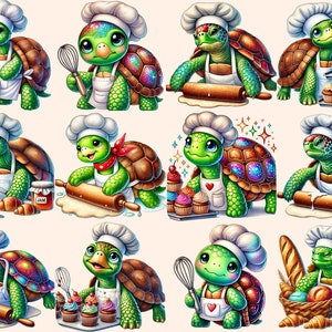 Turtle Chefs Clipart – 18 PNG Culinary Illustrations (digital Download ...