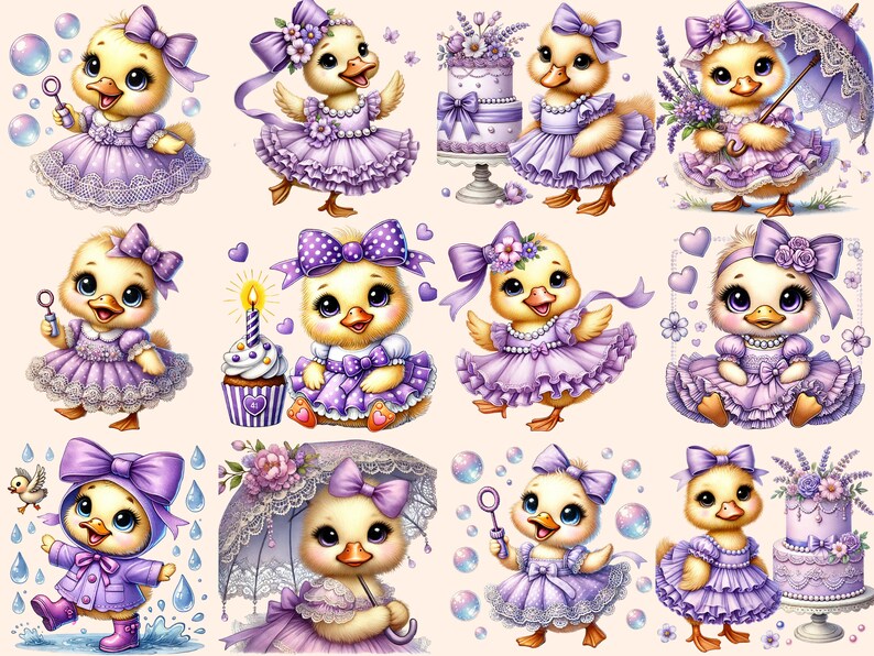 Girl Ducks Clipart: Adorable PNG Graphics (digital Download) - Etsy