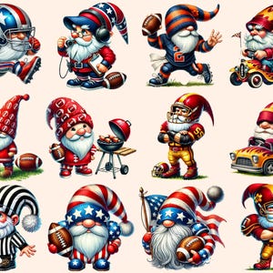 American Football Gnomes Clipart - 24 PNG Sports Gnome Graphics, USA ...