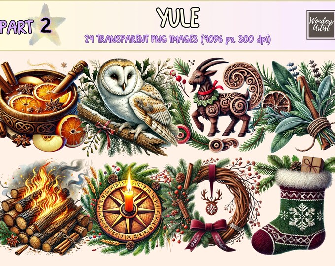 Yule Clipart – Winter Solstice PNG Graphics, Pagan Holiday (digital ...