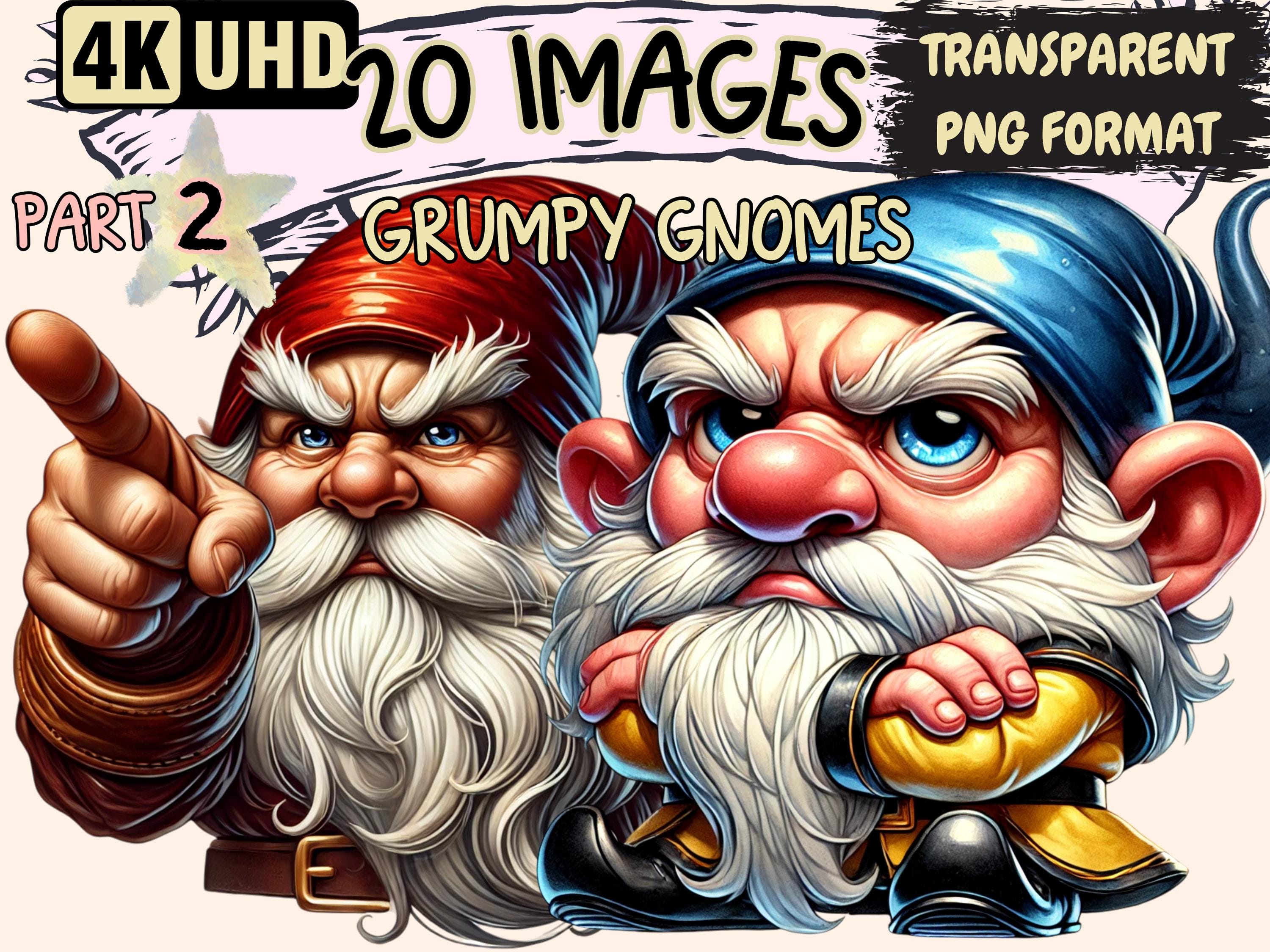 Grumpy Gnomes Clipart – 20 PNG Moody Illustrations (digital Download ...