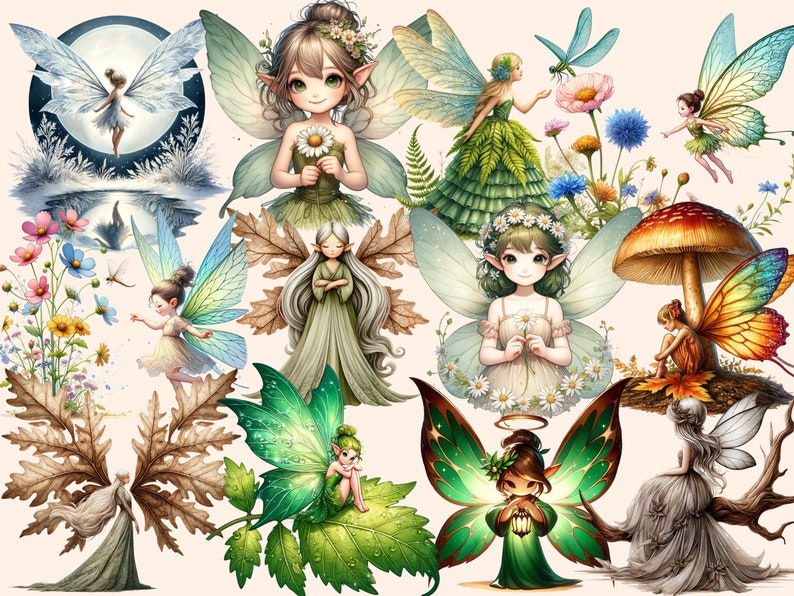 Woodland Fairies Clipart 21 PNG Forest Fairy Graphics, Fairytale Nature ...