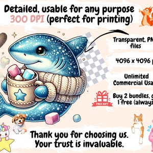 Baby Sharks Clipart - 26 PNG Cute Shark Illustrations, Adorable Ocean ...